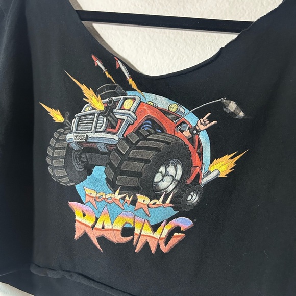 Vintage | Tops | Vintage Rock Roll Racing Crop Top | Poshmark